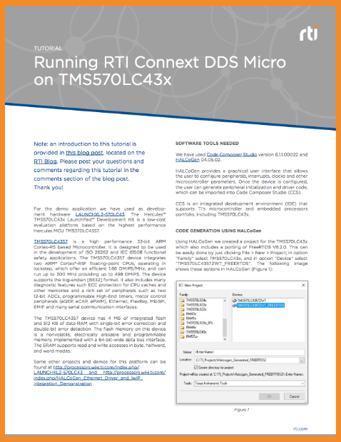 Tutorial Running Rti Connext Dds Micro On Tms570lc43x